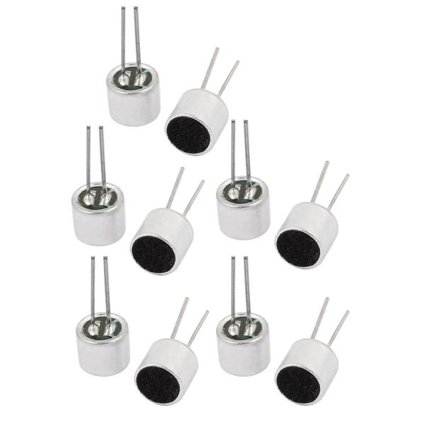 【本商品は海外出荷】お届けは通常20-30日を頂いております。商品名：エレクトレットマイク；直径：6mm厚さ：5mm;端子長さ：10mmターミナルピッチ：1.5mm；カラー：シルバートーン正味重量 ： 5g包装内容:エレクトレットマイク10個入り