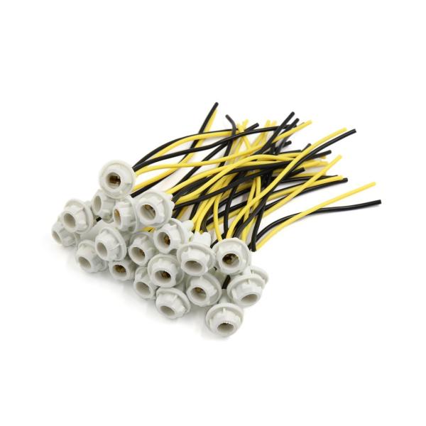 【本商品は海外出荷】お届けは通常20-30日を頂いております。材質：プラスチック; パッケージ内容： T10 ライトソケット20個入り製品名：T10ライトソケットシェルカラー：ホワイト、ブラック、イエロー寸法： 20 x 26mm(D*H)...