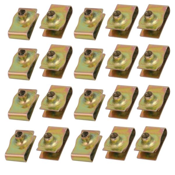 【本商品は海外出荷】お届けは通常20-30日を頂いております。製品名: U ナット; パッケージ内容: 20個 x U ナット材質: 65Mn スプリングスチール; フィニッシュ: 亜鉛メッキ; 主なカラー: 真鍮トーン; 重量: 37g適...