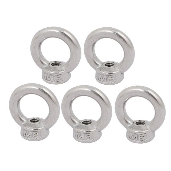 【本商品は海外出荷】お届けは通常20-30日を頂いております。品名：アイナット；素材：304ステンレスパッケージ: 5個xアイナット；カラー：シルバートーン重さ: 97g;スレッド直径: M6外径： 27.3mm；内径: 16mm高さ: 2...