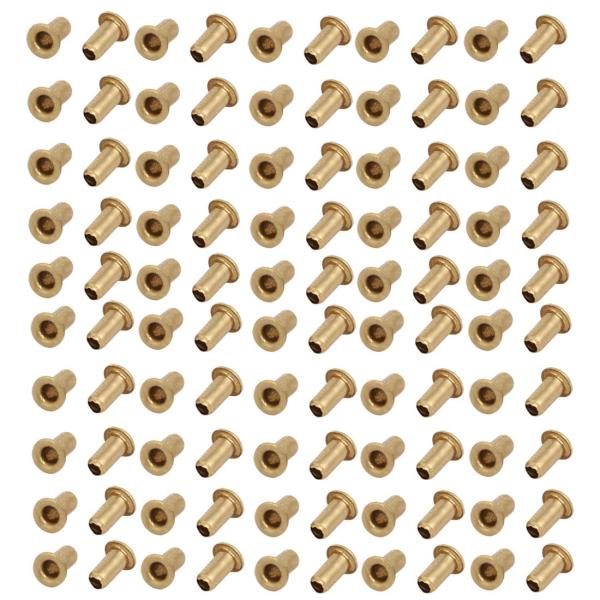 【本商品は海外出荷】お届けは通常20-30日を頂いております。製品名：ナットリベット;パッケージ内容：ナットリベット100個入りメインカラー：ゴールドトーン;材質：真ちゅうメッキ金属重量：11gボディー外径：M2.5ボディ長さ：5mm