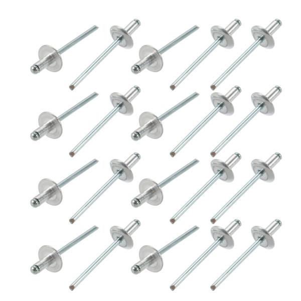 【本商品は海外出荷】お届けは通常20-30日を頂いております。製品名：ブラインドリベット; パッケージ：20 xブラインドリベットメインカラー：シルバートーン; 材質：5056アルミ重量：38g; フランジサイズ：1.6 x 12mm（T ...