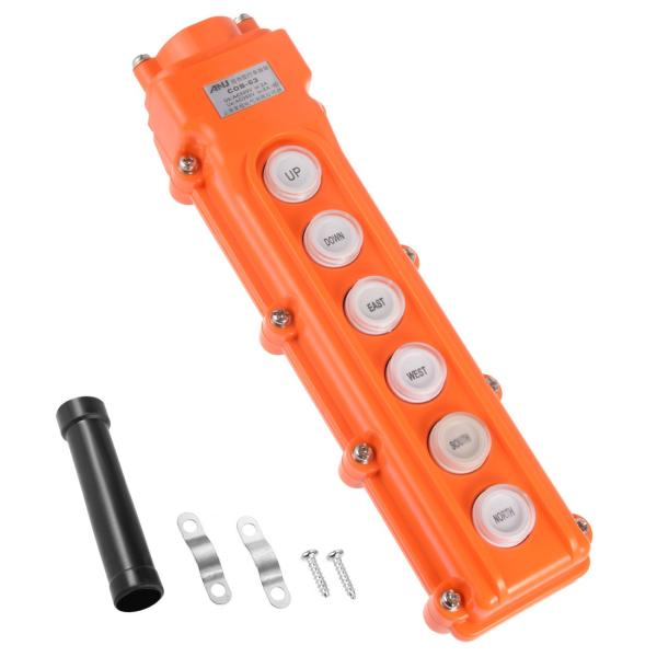 【本商品は海外出荷】お届けは通常20-30日を頂いております。製品名：ホイスト押しボタンスイッチ;プッシュボタン：6ウェイ：アップダウン東西南北操作タイプ：瞬間;モデル：COB-63;材質：ABS、金属;パッケージ内容：ホイストクレーン押し...