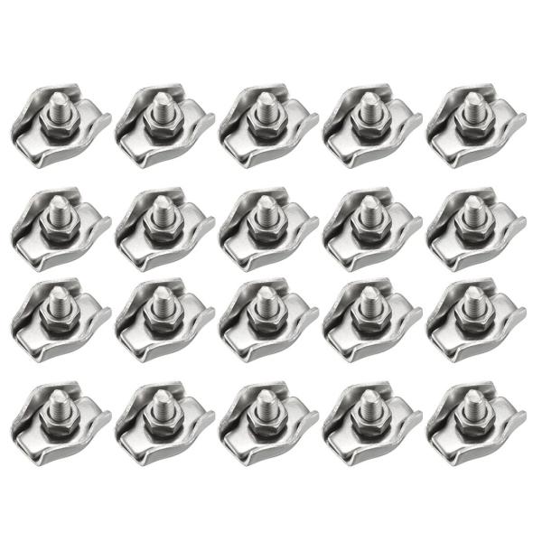 【本商品は海外出荷】お届けは通常20-30日を頂いております。パッケージの内容：20 x シングルワイヤーロープクリップ; カラー：シルバー；304ステンレス鋼製で耐食性と強度を持ちます。サイズ：17 x 15mm(L*W)標準サイズ :1...