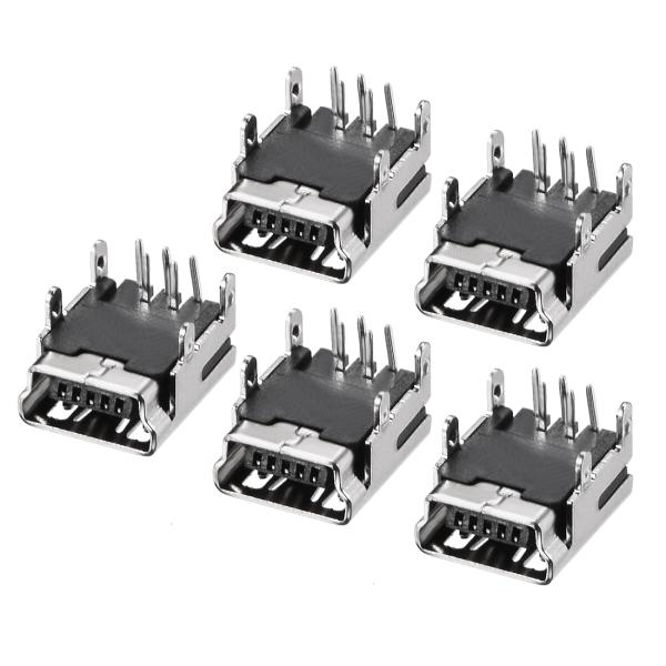 【本商品は海外出荷】お届けは通常20-30日を頂いております。USBタイプ 5Pメスジャック 4フィート90度 PCBマウントコネクタピン数：5P、ピン間隔：1.4mm寸法：9.7×8.2×3.95mm（L×W×H）ミニUSBアプリケーショ...