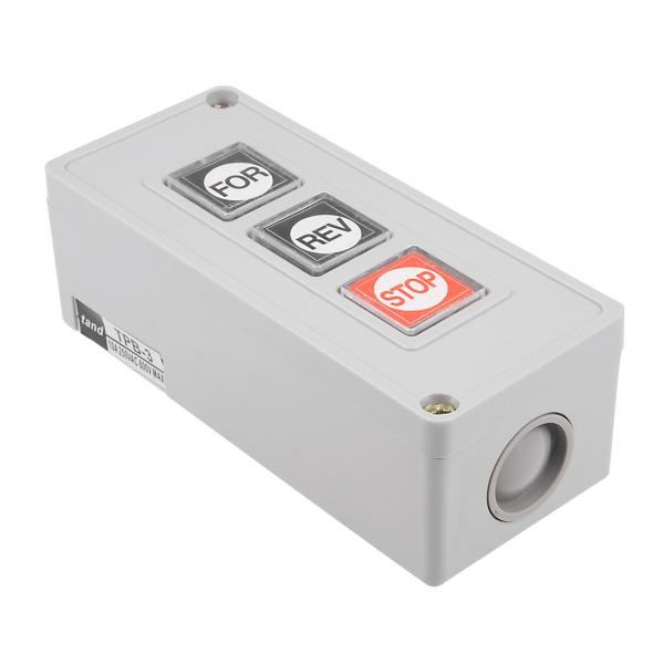 【本商品は海外出荷】お届けは通常20-30日を頂いております。製品名: 押しボタンスイッチ; タイプ: FOR-REV-STOP, モーメンタリタイプ電圧/ 電流: 250VAC 10A; 取付穴中心距離: 86 x 35mm(L*W)それ...