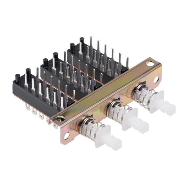 【本商品は海外出荷】お届けは通常20-30日を頂いております。[標準]-4PDT 12ピン4mmピッチ3ポジション[インターロックスイッチ]-スイッチは一度に1つずつ作動します（一方のアクチュエーターが押され、もう一方のアクチュエーターが解...