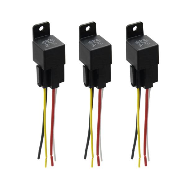 【本商品は海外出荷】お届けは通常20-30日を頂いております。DC 48V 40A 4ピン SPST 配線済みのリレーソケットハーネス付き電気リレーは、通常オープンしています。4線式中継ソケット高い40Aコイル容量 - 大電流アプリケーショ...