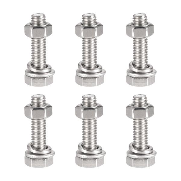【本商品は海外出荷】お届けは通常20-30日を頂いております。ネジサイズ: M6 x 25 mmパッケージ内容: 6セット x ボルト、ナット、フラット＆ロックワッシャーキットボルトと付属品は304ステンレス鋼でできており、硬度、耐食性、防...
