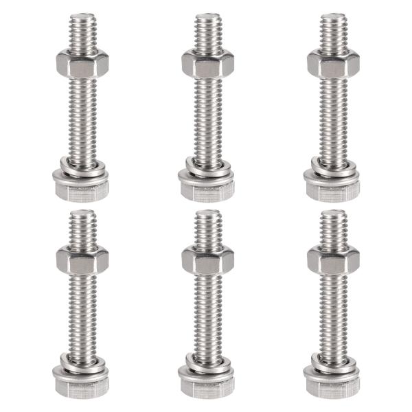 【本商品は海外出荷】お届けは通常20-30日を頂いております。ネジサイズ: M6 x 35 mmパッケージ内容: 6セット x ボルト、ナット、フラット＆ロックワッシャーキットボルトと付属品は304ステンレス鋼でできており、硬度、耐食性、防...