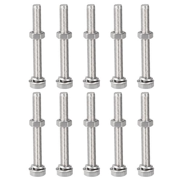 【本商品は海外出荷】お届けは通常20-30日を頂いております。スレッドサイズ：M8 x 65mmパッケージの内容: 10セット x ボルト、ナット、フラット＆ロックワッシャーキットボルトと付属品は304ステンレス鋼でできており、硬度、耐食性...