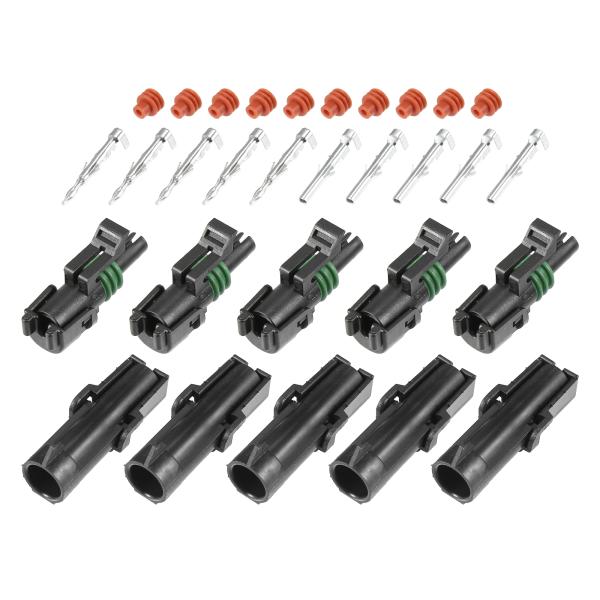 【本商品は海外出荷】お届けは通常20-30日を頂いております。パッケージの内容：5 個 自動車用メス端子コネクタのハウジングとインサート, 5 個 自動車用オス端子コネクタハウジングとインサート, 10 個 シリコンゴムケーブルシール, 5...