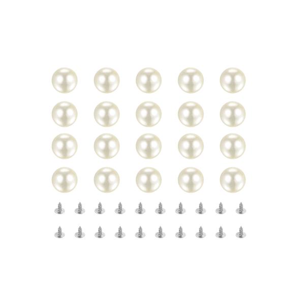 【本商品は海外出荷】お届けは通常20-30日を頂いております。パールビーズ直径: 10mm; リベットスタッドサイズ：5 x 5mm; 50 x パールビーズ; 50 x リベットスタッドこれらのパールビーズはABS材料で作られ、パールリベ...