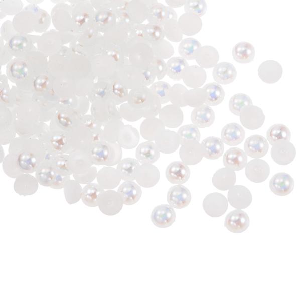 【本商品は海外出荷】お届けは通常20-30日を頂いております。サイズ - 直径：5mm; カラー：カラフルホワイト; 200 x ハーフパールビーズ材質 - 半円真珠は上質なプラスチック素材を使用しており、カラフルで色あせしにくく、表面が滑...