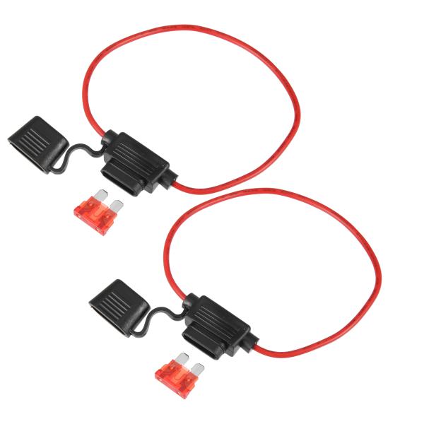 【本商品は海外出荷】お届けは通常20-30日を頂いております。16ゲージループレッドカラー絶縁ワイヤー。ATC/標準ヒューズ用のインラインヒューズホルダーには、10Aヒューズが付属しています。水に強いラバーキャップを採用しています。車、ボー...