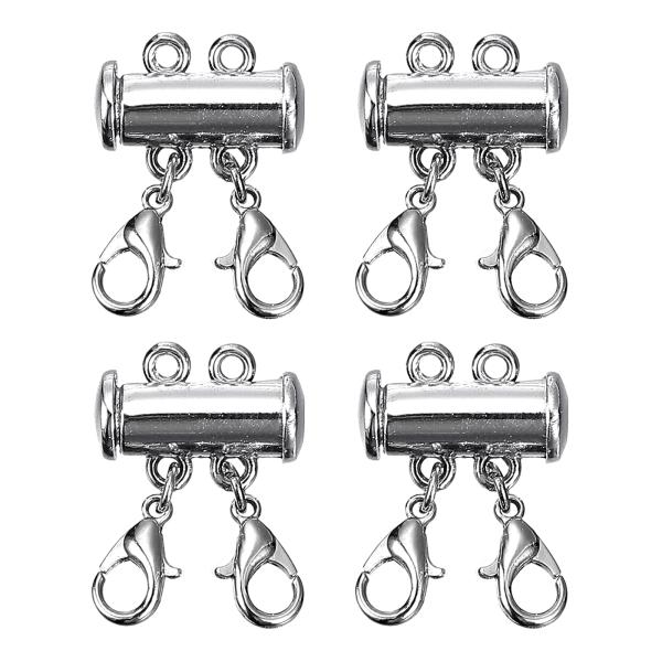 【本商品は海外出荷】お届けは通常20-30日を頂いております。[レイヤードネックレスクラスプ] - 材質: 合金鋼; カラー：シルバー; 仕上げ：電気メッキ; 合計サイズ: 15 mm x22 mm(L*W); パッケージ内容: 4個 x ...