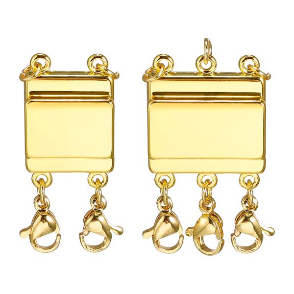 【本商品は海外出荷】お届けは通常20-30日を頂いております。[レイヤードネックレスクラスプ] - 材質: 合金鋼; カラー：ゴールド; 仕上げ：電気メッキ; 2ストランド合計サイズ: 32 mm x14 mm(L*W); 3ストランド合計...