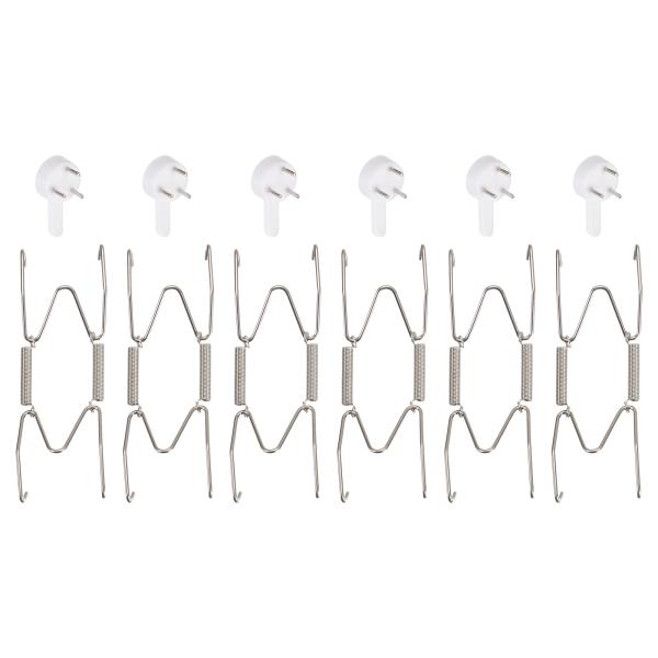 【本商品は海外出荷】お届けは通常20-30日を頂いております。サイズ：100x36mm(LxW);バネ長さ(リトラクト)：35mm;壁掛けフックの長さ：25mm;パッケージ内容：6ピースプレートハンガー;6ピース壁掛けフック;24ピースプロ...