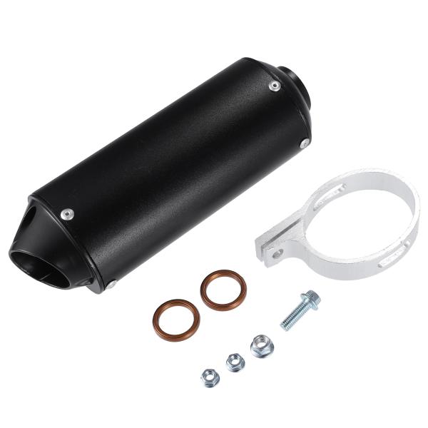 【本商品は海外出荷】お届けは通常20-30日を頂いております。[仕様]出口タイプ：シングル；材質：アルミニウム合金；カラー：ブラック、シルバートーン；排気マフラーサイズ:25x9cm(L*D)；排気マフラー穴径:28mm[軽量素材]アルミニ...