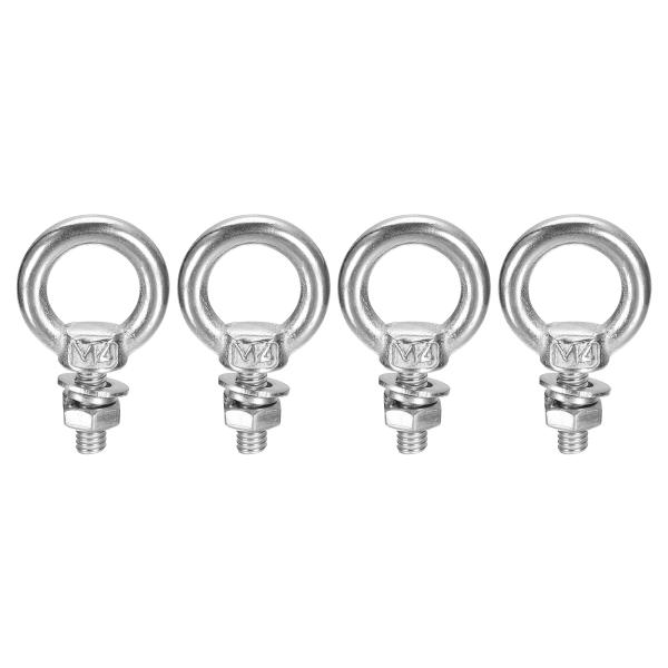 【本商品は海外出荷】お届けは通常20-30日を頂いております。ねじサイズ：M4x11mm(D*L);ピッチ：0.7mm;リング内径:10.8mm;リング厚さ:3.8mm;パッケージ内容：4個xリフティングアイボルト、4個x六角ナット、4個x...