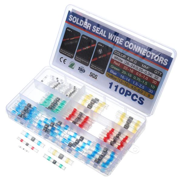 【本商品は海外出荷】お届けは通常20-30日を頂いております。26-24ゲージ、22-18ゲージ、18-16ゲージ、16-14ゲージ、12-10ゲージの防水絶縁熱収縮バットコネクタ。はんだシールワイヤコネクタのサイズ:26-24AWG(0....