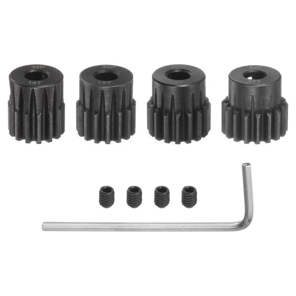 【本商品は海外出荷】お届けは通常20-30日を頂いております。ユニバーサルな32Pピニオンギアで、5mmのRCモーターシャフトに適合します。表面硬化処理済みで、RCカーやトラックなどに使用できます。パッケージ内容：14T、15T、16T、1...