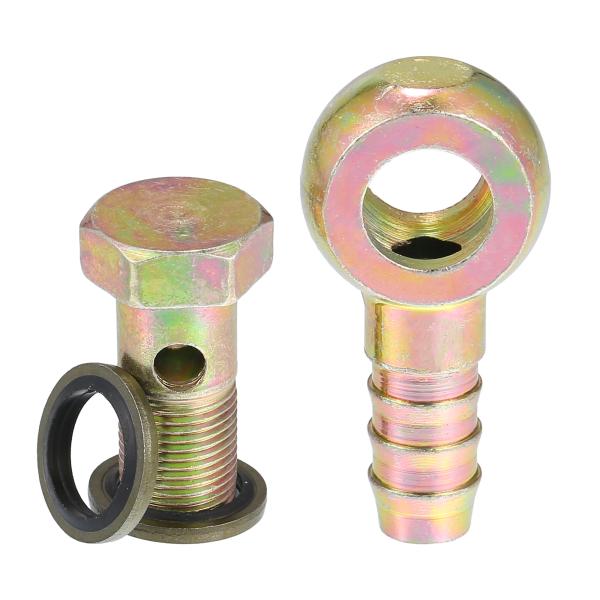 【本商品は海外出荷】お届けは通常20-30日を頂いております。交換用 - カーボンスチール製ターボブレーキラインボルトアダプターキットは、M12x1.0スレッドサイズを持つほとんどの車に適しています。ボルトアダプターサイズ：33x19mm ...