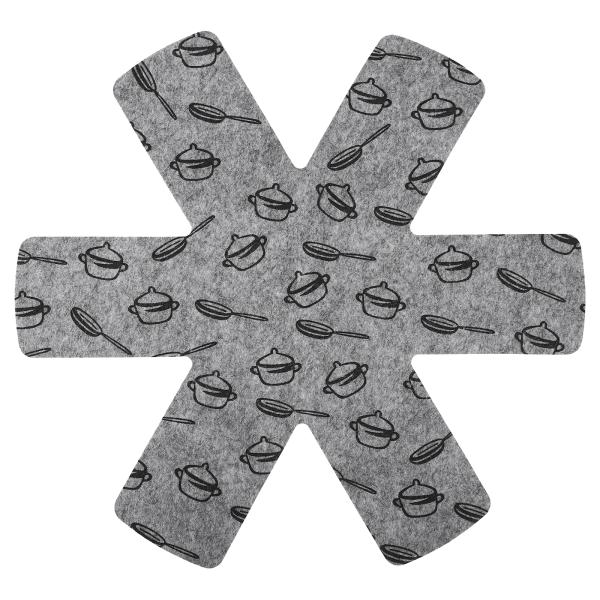 【本商品は海外出荷】お届けは通常20-30日を頂いております。カラー：グレー；直径：380mm / 15"；厚さ：2mm / 0.08"；パッケージ内容：6個のポットとパンの保護具素材：ポットとパンの保護具はポリエステルフェルトで作られてお...