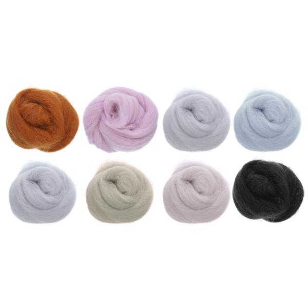 【本商品は海外出荷】お届けは通常20-30日を頂いております。製品パラメーター：色：8色、素材：ウール、重量：80g / 2.82oz、各色10g / 0.35oz、パッケージ内容：ニードルフェルティングウール1セット。快適な素材＆柔らかい...