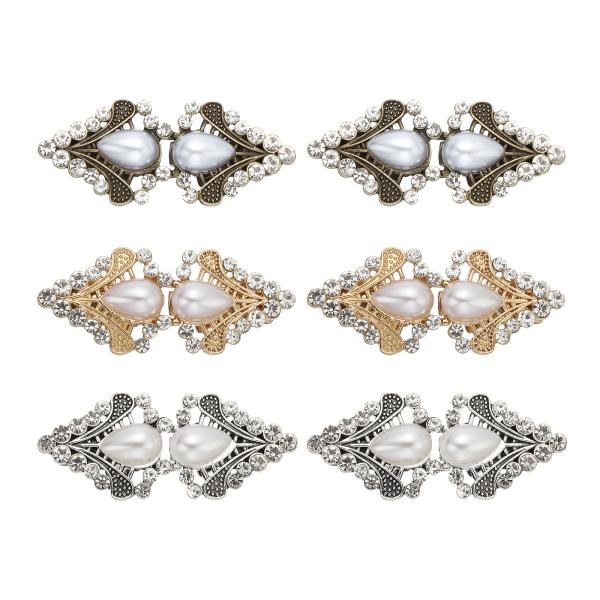 【本商品は海外出荷】お届けは通常20-30日を頂いております。仕様：素材：合金；カラー：シルバートーン、金色、ブロンズ；サイズ：5.7x2.5cm/ 2.2x1" (縦x横)；パッケージリスト：クローククラ スプ6個（各色2個）上品なクロー...