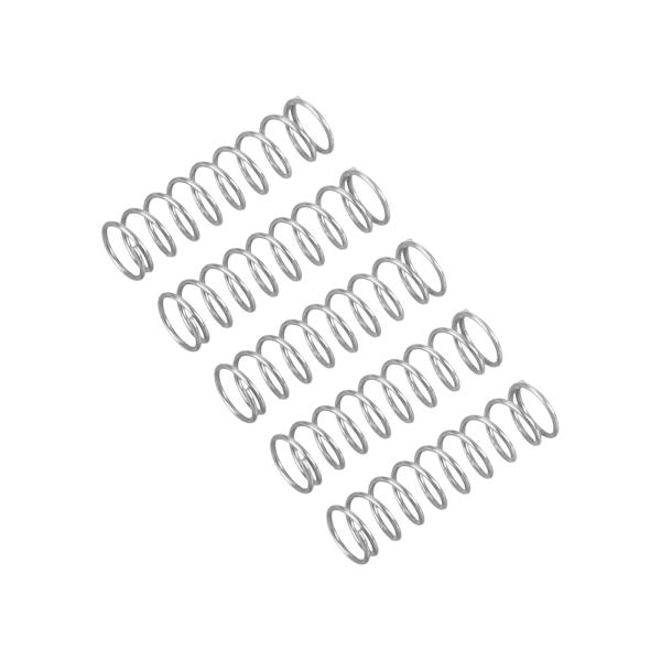 【本商品は海外出荷】お届けは通常20-30日を頂いております。[パラメーター] - カラー：シルバー；ワイヤー直径：0.3 mm；外径：3 mm；自由長：10mm；パッケージ内容：5個の圧縮スプリング[素材] - 304ステンレス鋼製で、圧...