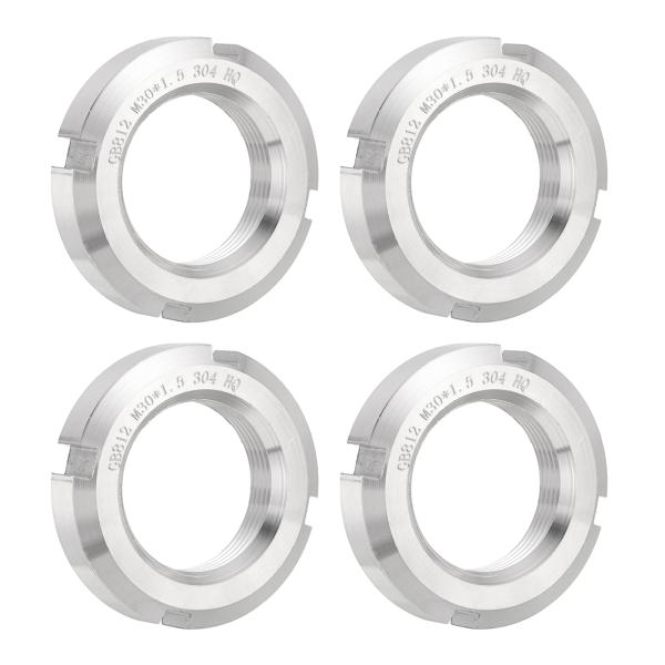 【本商品は海外出荷】お届けは通常20-30日を頂いております。[4つのスロット付き丸ナット] スレッド仕様：M30x1.5mm；ピッチ：1.5mm/0.06"；厚さ：10mm/0.39"；外径：48mm/1.89"；材料：304ステンレス鋼...