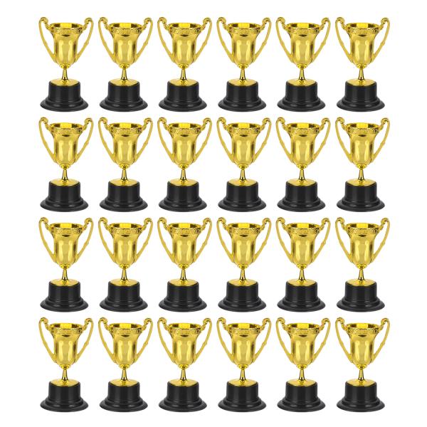 【本商品は海外出荷】お届けは通常20-30日を頂いております。仕様：素材：プラスチック；カラー：金色；サイズ：8.2 x 4.5cm/3.22 x 1.8"（長さ×幅）；パッキングリスト：ミニトロフィー24個。利点：これらのトロフィーカップ...
