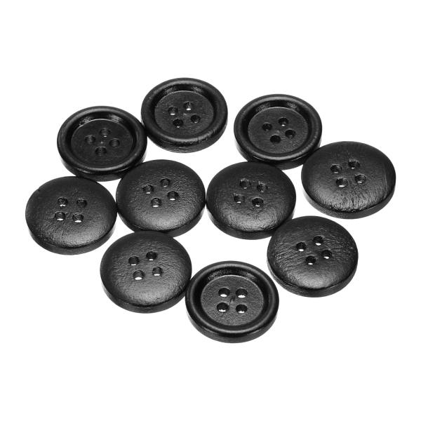 【本商品は海外出荷】お届けは通常20-30日を頂いております。サイズ - 直径18mm(11/16")、総高さ3.5mm(0.14")の丸い黒いボタン10個が付属します。1"=25.4mm、1mm=0.0393"。素材 - 交換用ボタンは木...