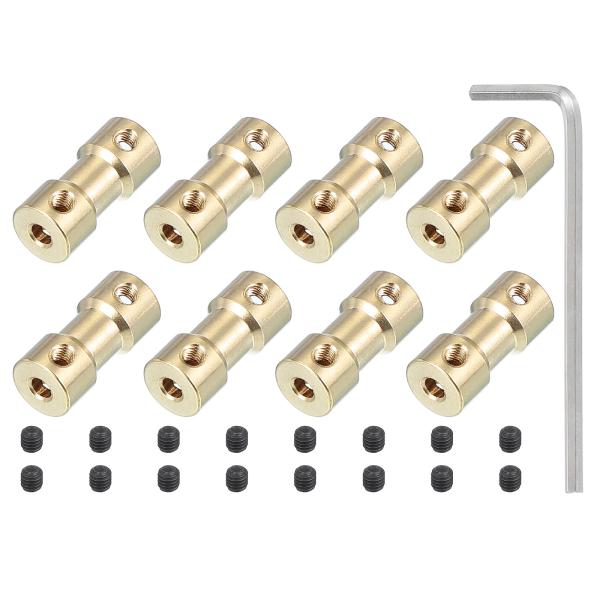 【本商品は海外出荷】お届けは通常20-30日を頂いております。製品について：内径：3.17mm-4mm。外径：9 mm。幅：9 mm。長さ：20 mm。カラー：金色。セット内容：シャフトカプラー ×8個 + M3ネジ×16個+スパナー×1個...