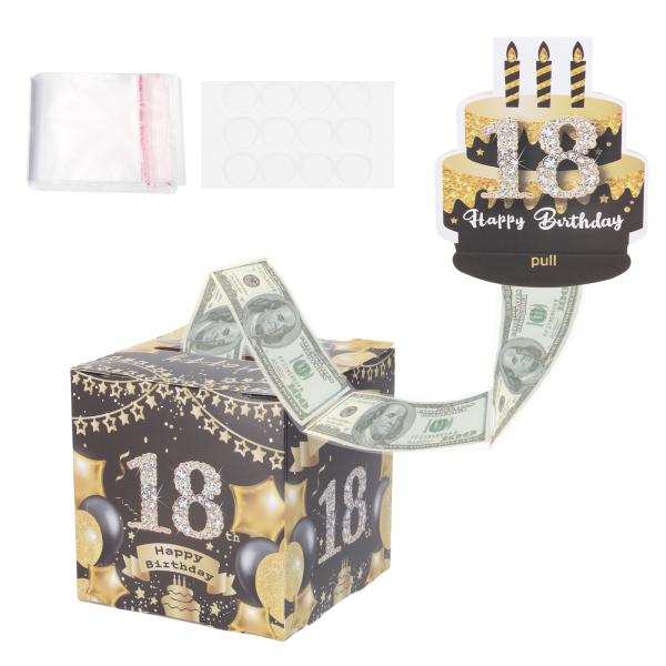 【本商品は海外出荷】お届けは通常20-30日を頂いております。サプライズギフトボックス：このギフトボックスは約5x5インチで、丈夫なダンボールで作られています。誕生日マネーボックスを組み立てるためのグルーと、紙幣を簡単に配置するための透明プ...