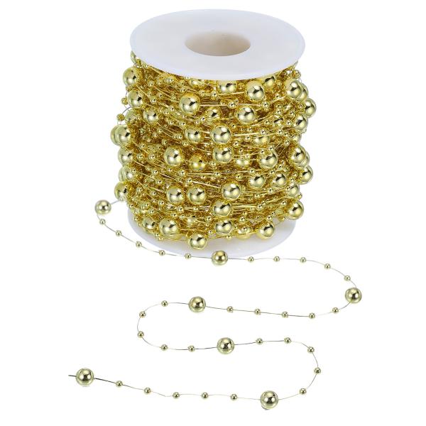 【本商品は海外出荷】お届けは通常20-30日を頂いております。カラー: 金色; ビーズ直径:3 mm, 7.6 mm; 各ロール長さ：15.24 M; パッケージリスト:1ロール x ビーズガーランド利点: このパールストリングはプラスチッ...