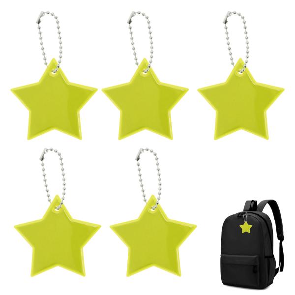 【本商品は海外出荷】お届けは通常20-30日を頂いております。【商品仕樣】スタイル：星型 / カラー：蛍光イエロー / サイズ：6x6cm(同色5個入り)【視認性を高める】反射効果で視認性を向上させ、夜間の安全を守ります。特に自転車や徒歩で...