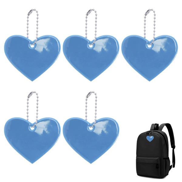 【商品仕樣】スタイル：ハート型 / カラー：青 / サイズ：6.5x5.5cm(同色5個入り)【視認性を高める】反射効果で視認性を向上させ、夜間の安全を守ります。特に自転車や徒歩での移動時に安心です。【多用途】このキーホルダーは、キーリング...