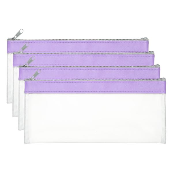 【本商品は海外出荷】お届けは通常20-30日を頂いております。仕様：カラー：パープル、サイズ：8.7x3.9"/22x10cm（縦×横）、素材：PVC、梱包リスト：ジッパー付きマネーバッグ4個利点：PVC製、クッションな透明素材で、中のアイ...