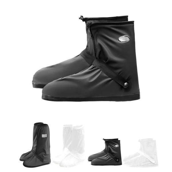 【商品仕樣】サイズ：XLサイズ/適応靴サイズ目安26.5-27.5(32cmx22.5cmx12.4cm)、カラー：黒、タイプ：反射固定バンド付きローカット、素材：PVC【安全性向上】両側の反射ストリップで視認性を高め、滑り止めソールが追加...