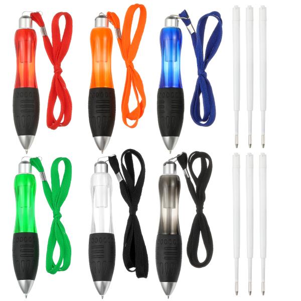 【本商品は海外出荷】お届けは通常20-30日を頂いております。仕様：素材：A B S；ペンのサイズ：5.4 x 1インチ/136 x 26 mm；ストラップの長さ：16インチ/59 cm；カラー：カラフル；パッキングリスト：太いペン6本、黒...