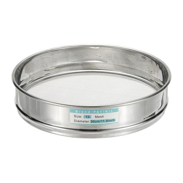 【本商品は海外出荷】お届けは通常20-30日を頂いております。製品名：ラボテストシーブ；材料：304ステンレス鋼；メッシュサイズ：12メッシュ/1.6mm；直径：30cm/11.81インチ；高さ：7cm/2.76インチ；カラー：シルバートー...