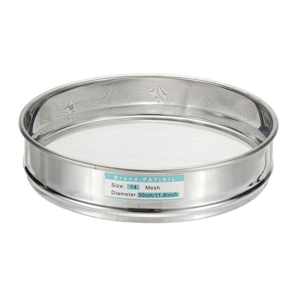 【本商品は海外出荷】お届けは通常20-30日を頂いております。製品名：ラボテストシーブ；材料：304ステンレス鋼；メッシュサイズ：14メッシュ/1.43 mm；直径：30cm/11.81インチ；高さ：7cm/2.76インチ；カラー：シルバー...