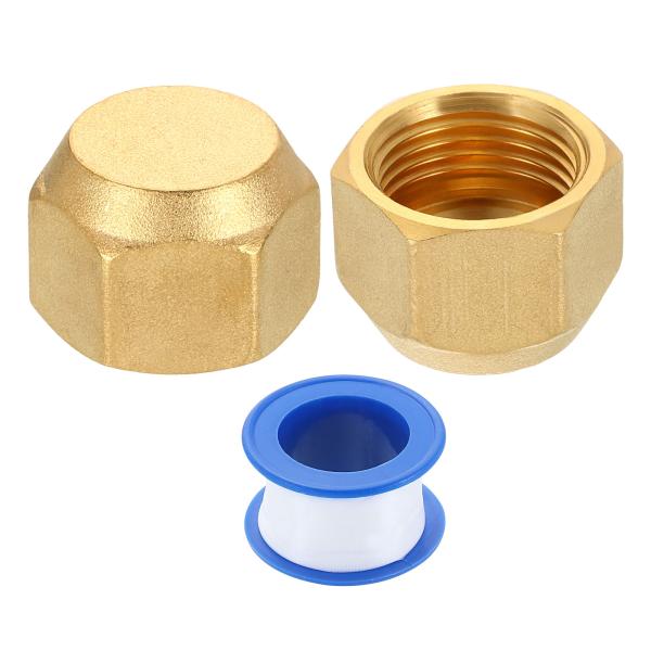 【本商品は海外出荷】お届けは通常20-30日を頂いております。[サイズ&amp;パッケージ]:メスねじ真鍮キャップ4個とシーリングテープ1巻が含まれ、全体サイズは20x26.5mm/0.79x1.04インチ(長さx幅)で、外径SAE5/8イ...