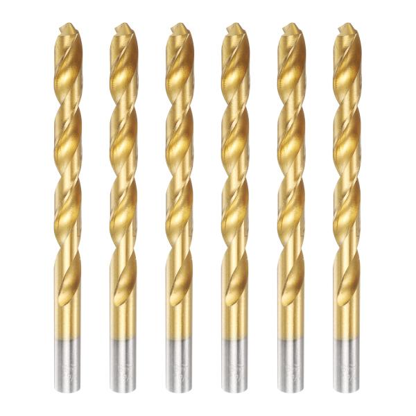 【本商品は海外出荷】お届けは通常20-30日を頂いております。6本ドリルビットサイズ：23/64"穴径全長125mm/4.92"溝部長90mm/3.54"。ハイス鋼ストレートシャンクねじれドリルは、幅広い穴あけニーズに対応します。チタンコー...