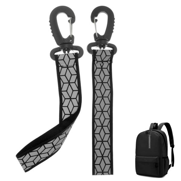 【本商品は海外出荷】お届けは通常20-30日を頂いております。【商品仕樣】タイプ：カラビナ付き / カラー：黒 / サイズ：20.5x2.4cm(同色2個入り)【視認性を高める】反射効果で視認性を向上させ、夜間の安全を守ります。特に自転車や...