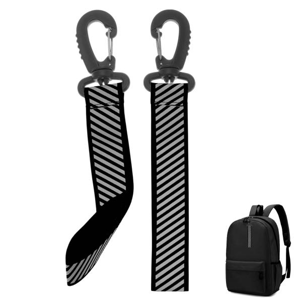 【本商品は海外出荷】お届けは通常20-30日を頂いております。【商品仕樣】タイプ：カラビナ付き / カラー：黒 / サイズ：20.5x2.6cm(同色2個入り)【視認性を高める】反射効果で視認性を向上させ、夜間の安全を守ります。特に自転車や...