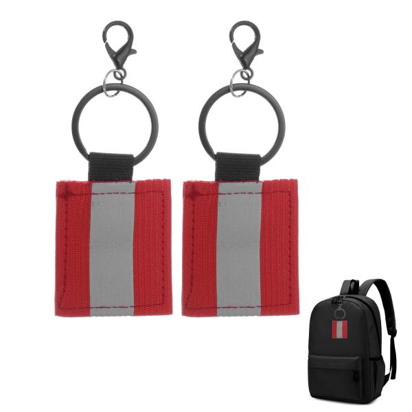 【本商品は海外出荷】お届けは通常20-30日を頂いております。【商品仕樣】タイプ：ナスカン付き / カラー：赤 / サイズ：10x3.7cm(同色2個入り)【視認性を高める】反射効果で視認性を向上させ、夜間の安全を守ります。特に自転車や徒歩...