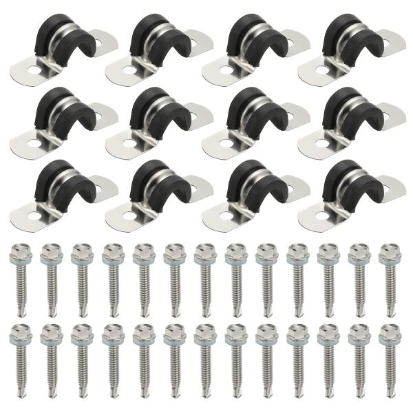 【本商品は海外出荷】お届けは通常20-30日を頂いております。素材：304ステンレススチール、ラバー；内径：8mm / 5/16インチ；ねじ穴径：6mm / 1/4インチ；厚さ：0.6mm；幅：12mm / 1/2インチ；パッキングリスト：...